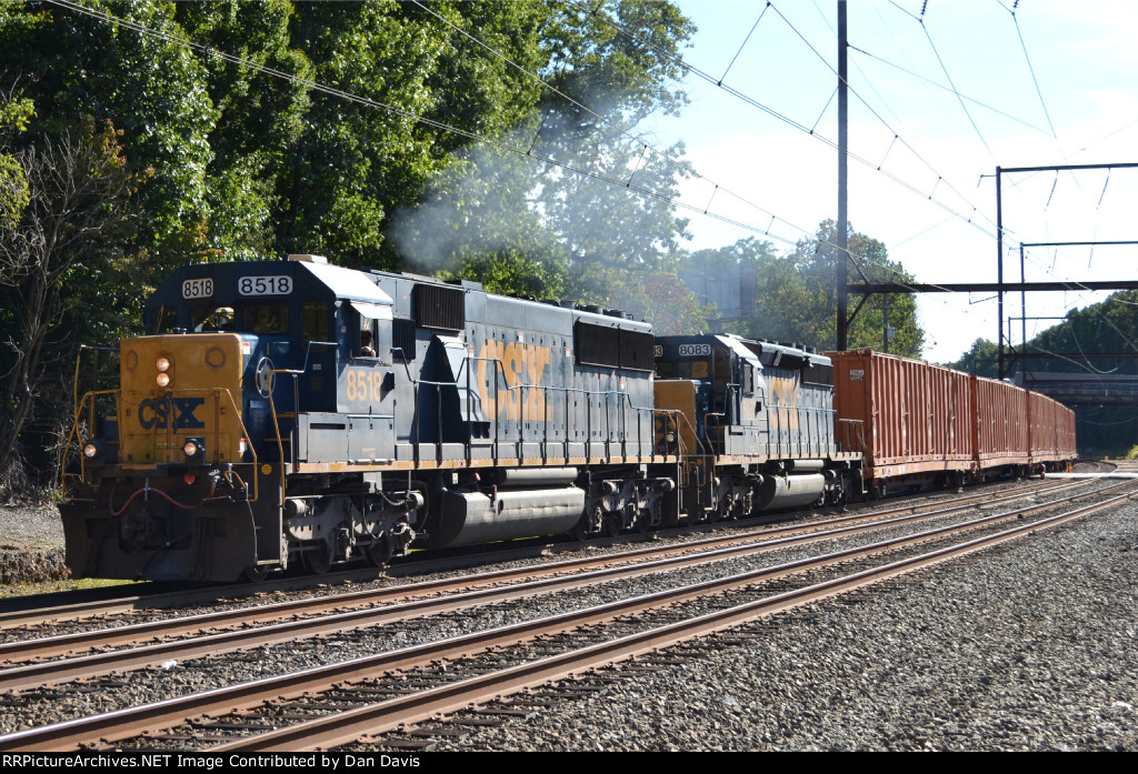 CSX SD50-2 8518 leads Q706-15 eastbound